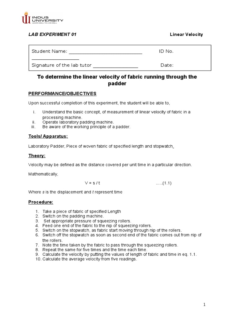 Linear Velocity Lab Experiment | PDF | Potential Energy | Friction