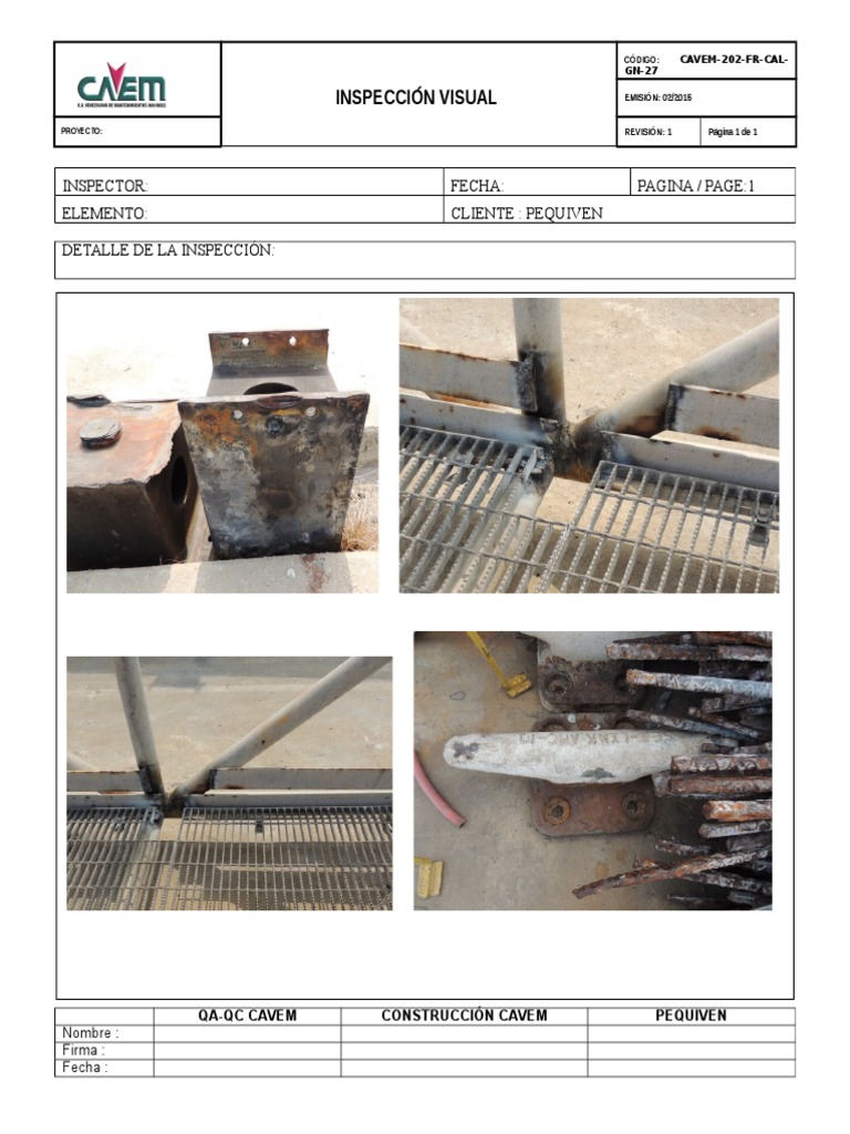 Formato de Inspeccion Visual | PDF