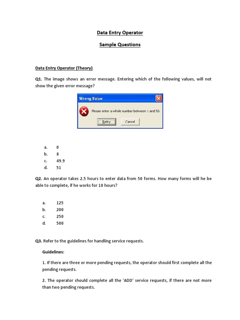 Data Entry Operator_Sample Questions | Information Technology ...