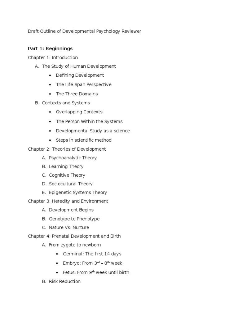 Draft Outline of Developmental Psychology Reviewer | PDF ...