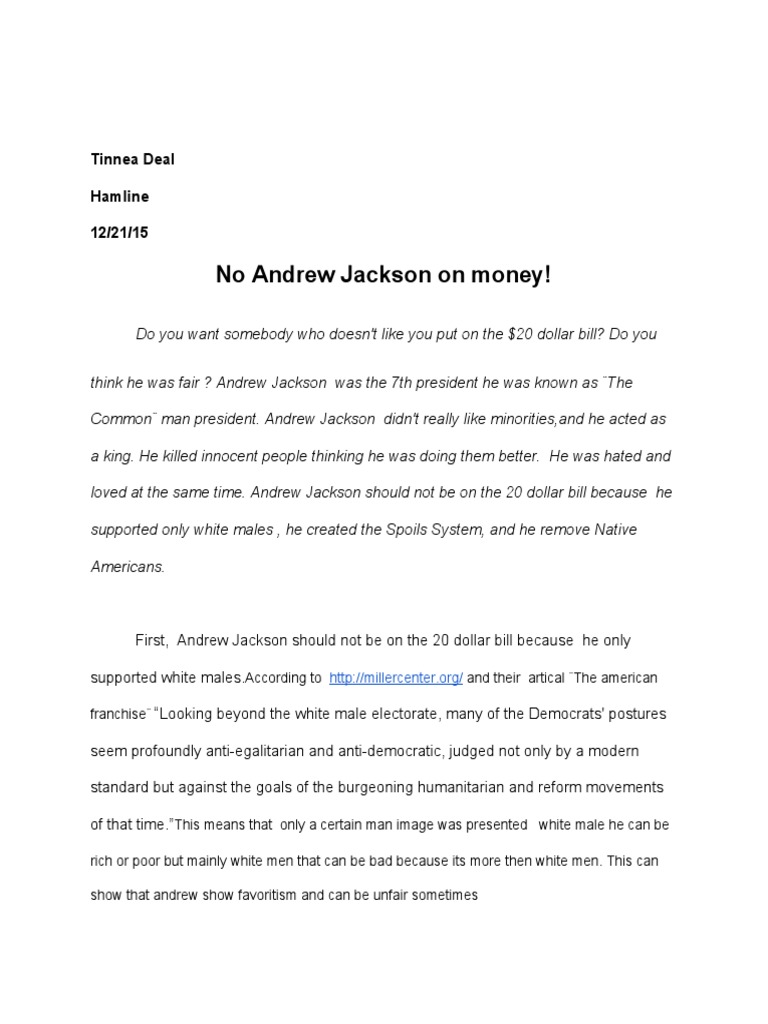 Remove Andrew Jackson from $20 Bill | PDF | Politics | Social Science