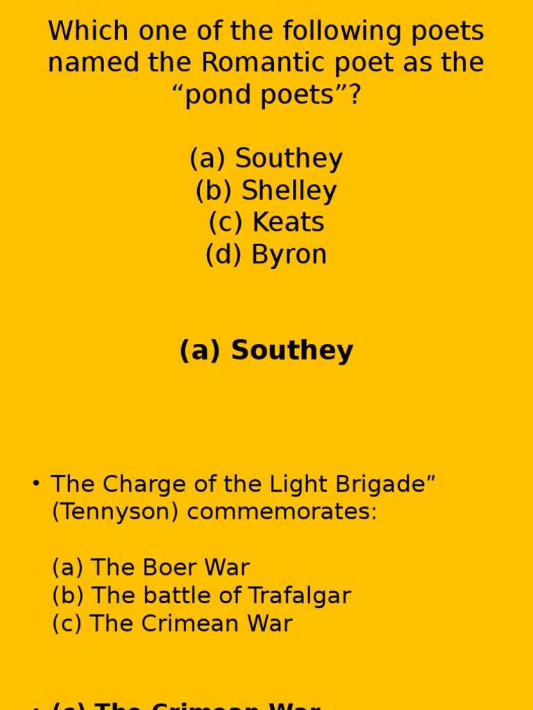 Romantic Poets and Their Works | PDF