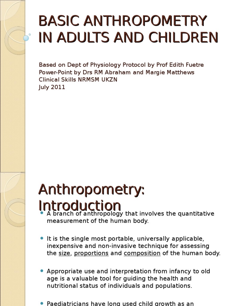 Basic Anthropometry in Adults and Children | PDF | Percentile | Malnutrition
