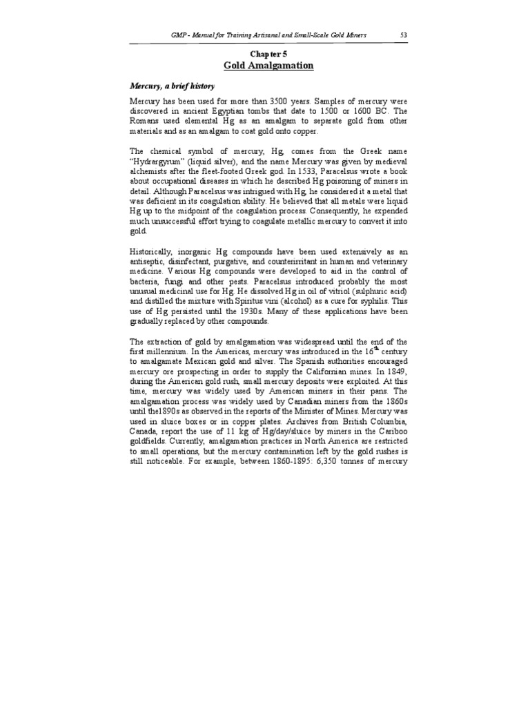 Gold Amalgamation: Mercury, A Brief History | PDF | Mercury (Element ...