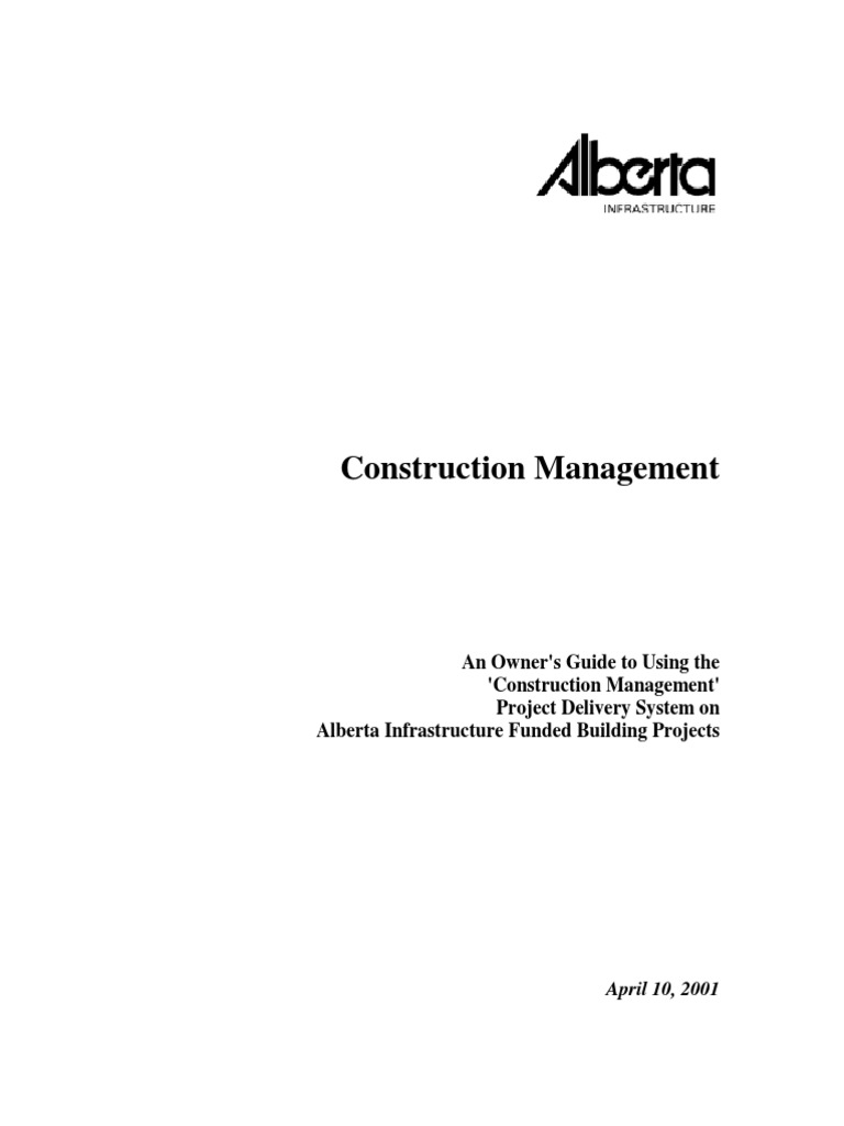 Construction Management Guide for Alberta Infrastructure Projects | PDF