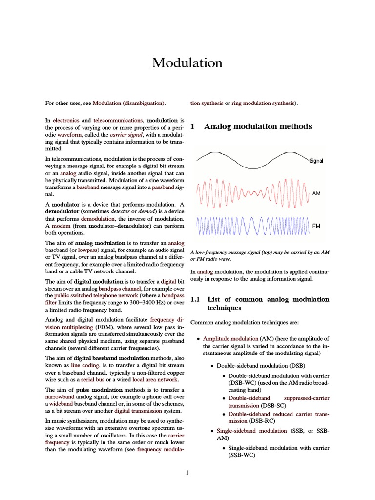 1 Analog Modulation Methods | PDF | Modulation | Digital Technology