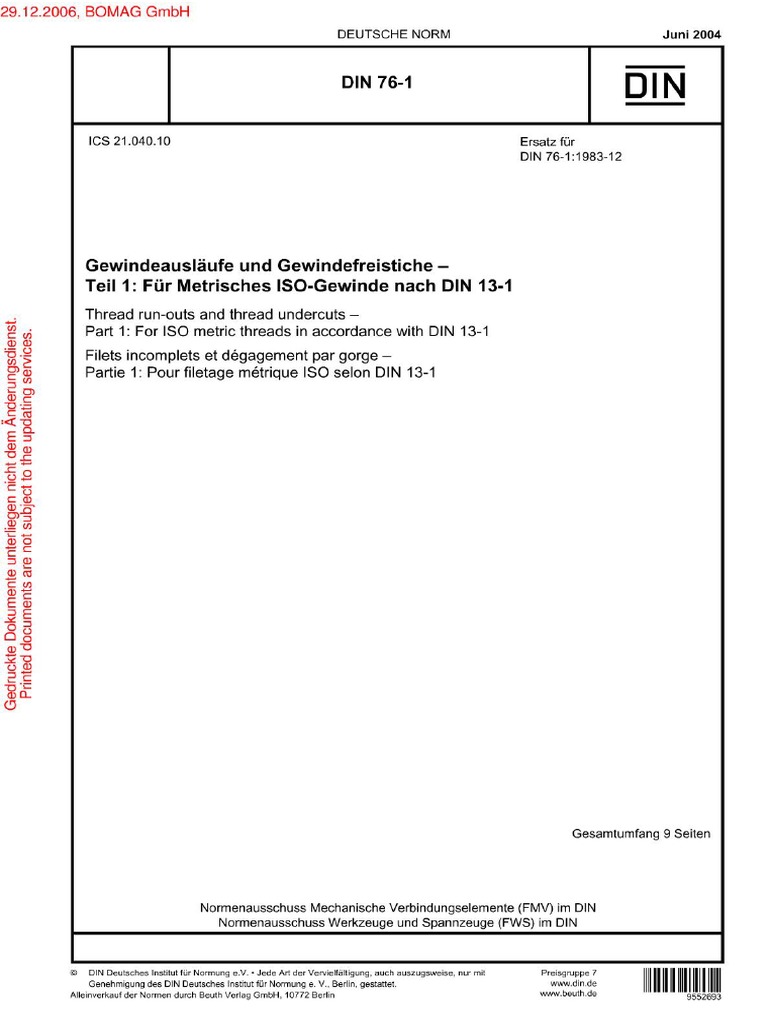 Din 76 B Pdf : Gewindefreistich gemäß DIN 76 – KZBXA