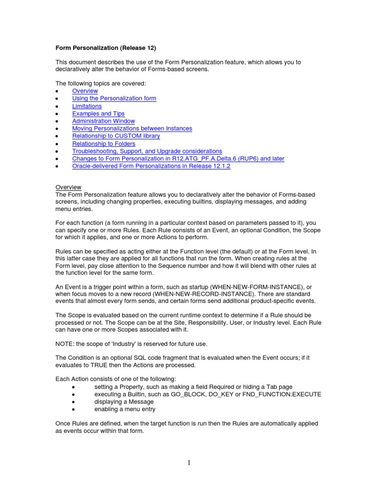 Oracle Release 12 Forms Personalization Pdf Parameter Computer Programming Variable 