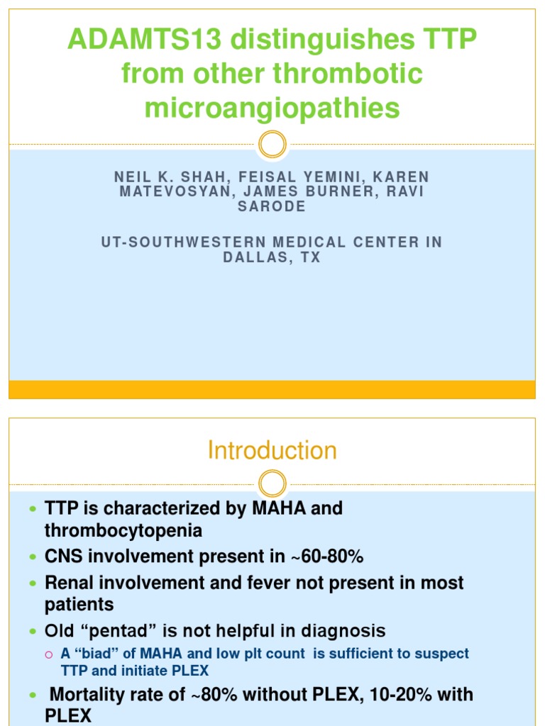 ADAMTS13 Distinguishes TTP | PDF | Tissue (Biology) | Immunology