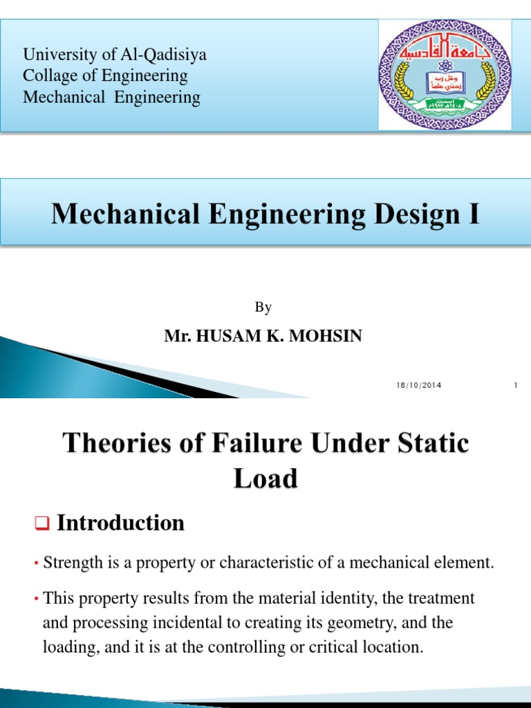 Theories of Failure Under Static Load | PDF | Strength Of Materials | Yield (Engineering)
