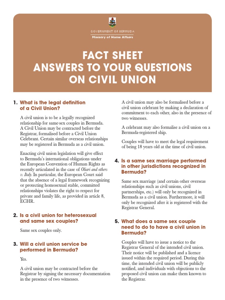 Fact Sheet Answers To Your Questions On Civil Union: v. Italy | PDF ...
