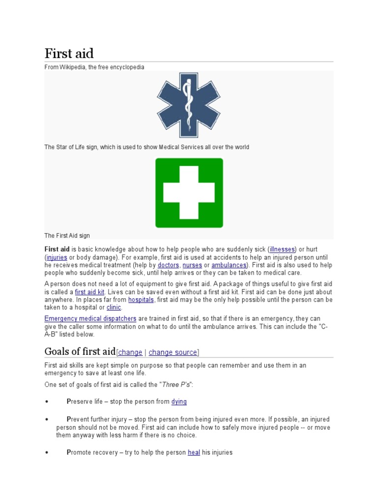 Goals of First Aid | PDF | First Aid | Cardiopulmonary Resuscitation