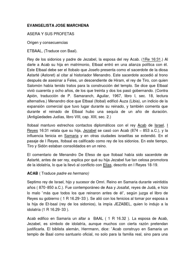 Asera y Sus Profetas | PDF | Elijah | Biblia hebrea