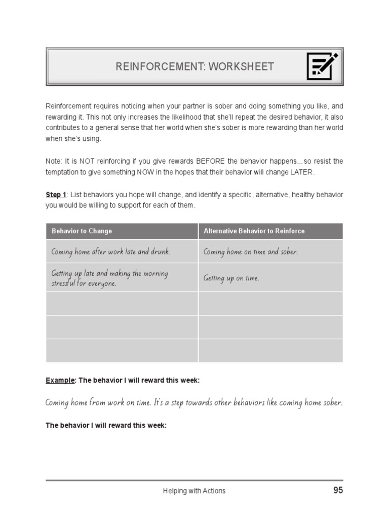 Reinforcement Strategies Worksheet | PDF | Self-Improvement
