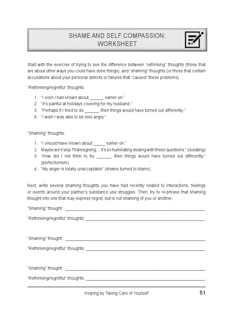 Shame & Self Compassion Worksheet | PDF