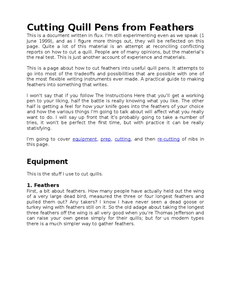 Cutting Quill Pens from Feathers | PDF | Knife | Pen