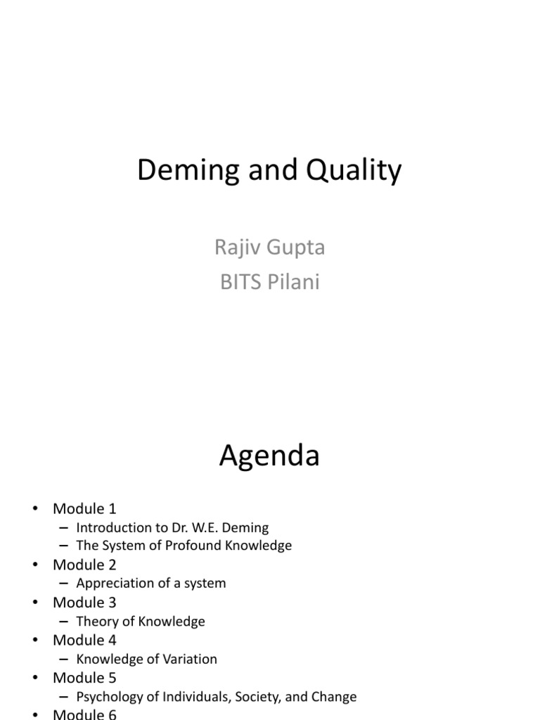 Deming's Profound Knowledge: An Overview of Deming's System of Profound ...