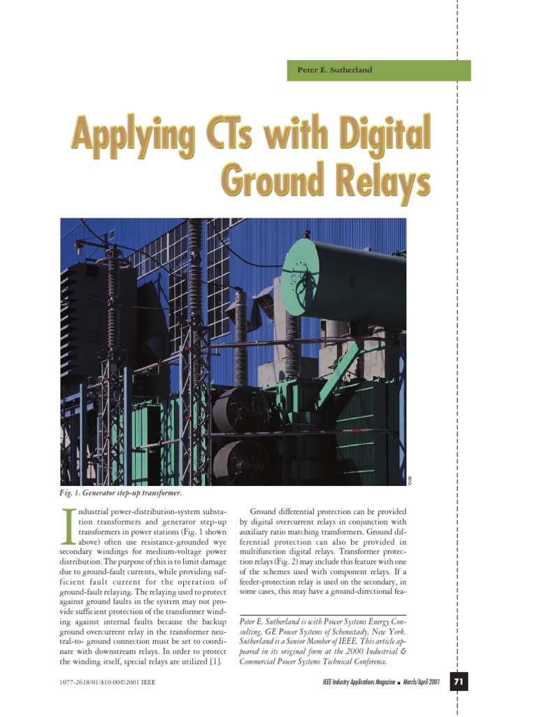 Applying CTs With Digital Ground Relays | PDF | Relay | Electrical ...