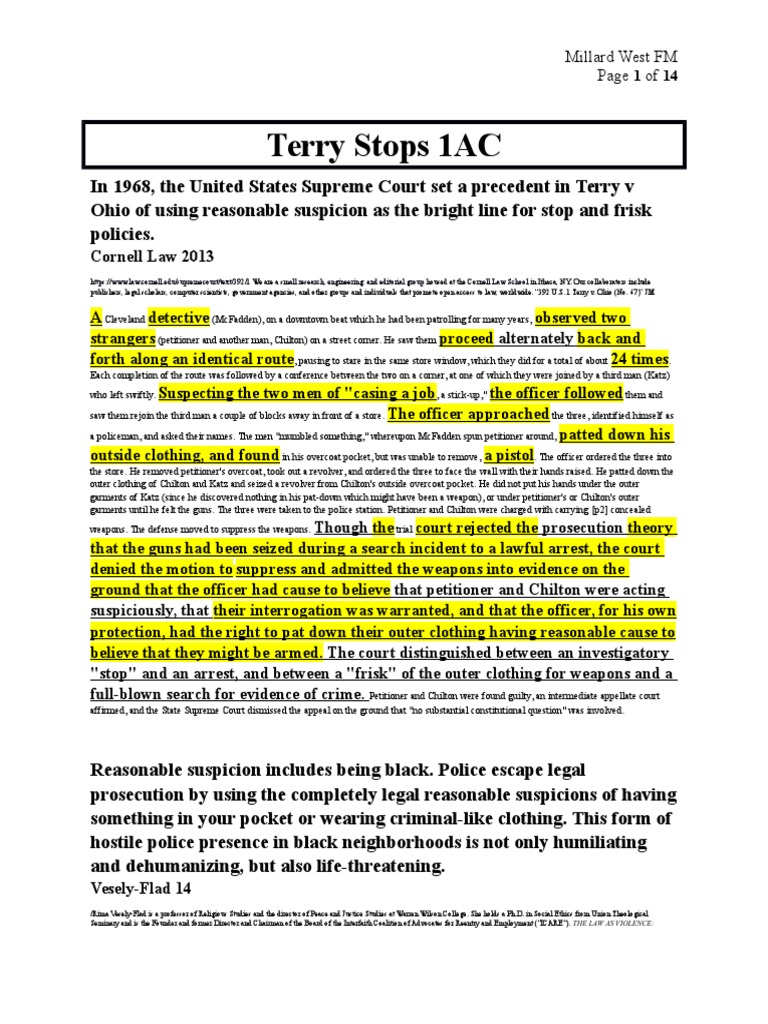 1AC Terry Stops | Download Free PDF | Stop And Frisk In New York City ...