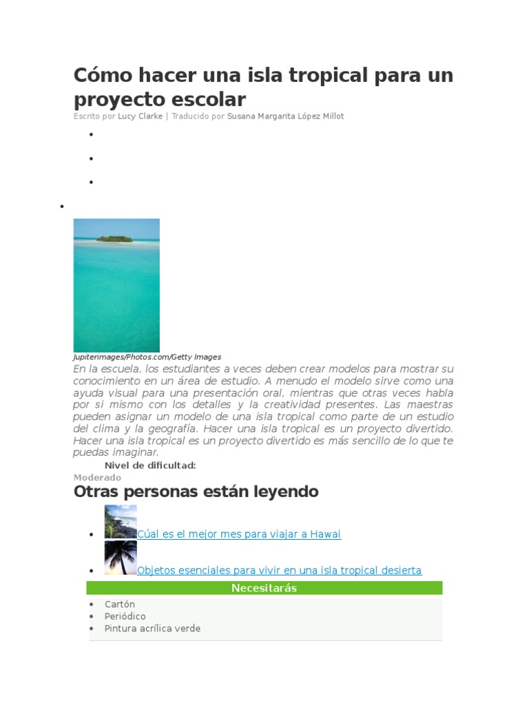 Cómo Hacer Una Isla Tropical para Un Proyecto Escolar | PDF | Zona ...