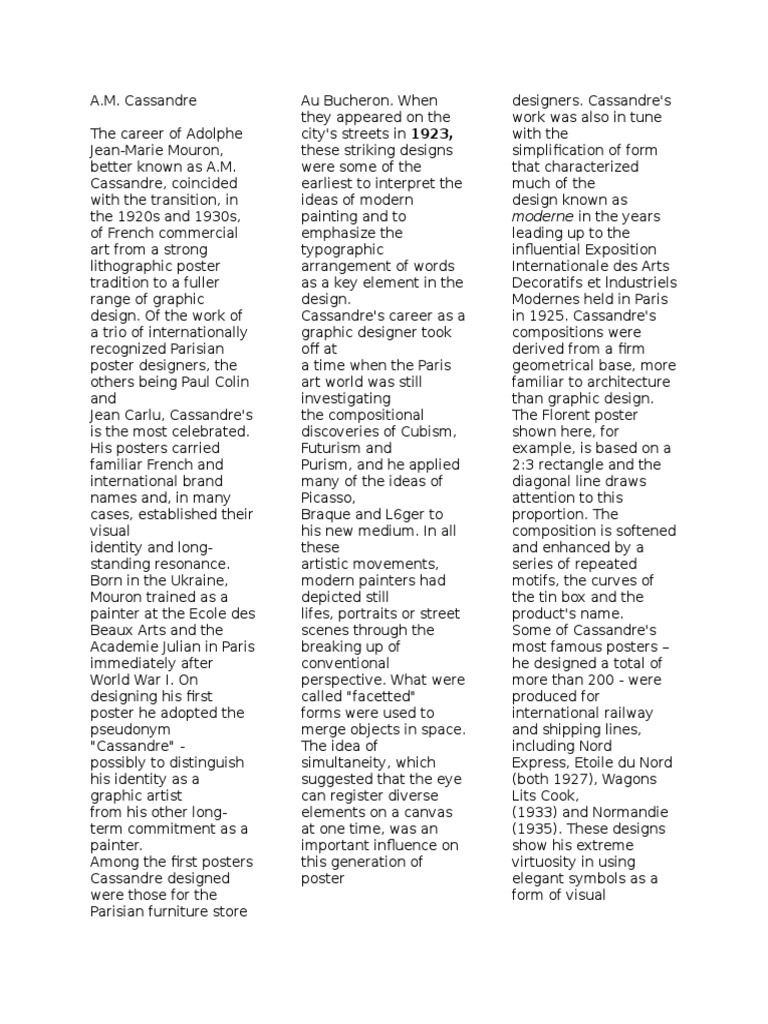 A.M. Cassandre | PDF | Graphic Design | Art Deco