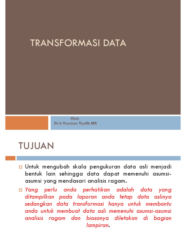 Transformasi Data | PDF | Metode & Bahan Ajar | Sains & Matematika