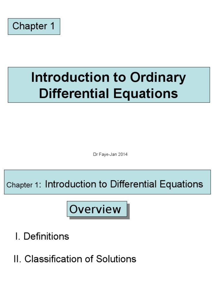 1-Introduction To ODE | PDF | Ordinary Differential Equation | Equations