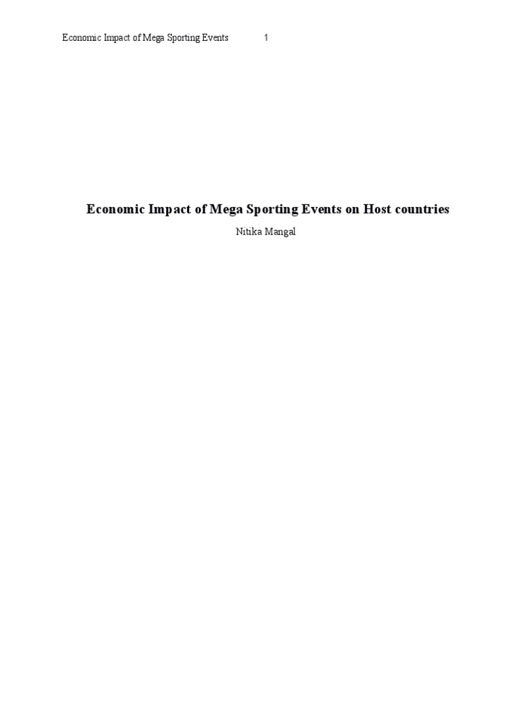 Economic Effects of Mega Sporting Events | PDF | Olympic Games | Employment