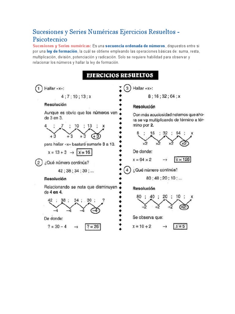 Sucesiones y Series Numericas Ejercicios Resueltos | Descargar gratis ...