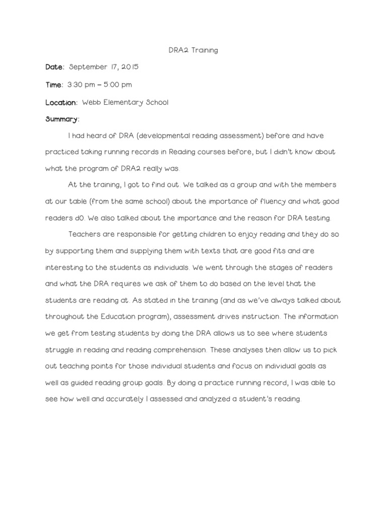 DRA2 Training Overview and Insights | PDF