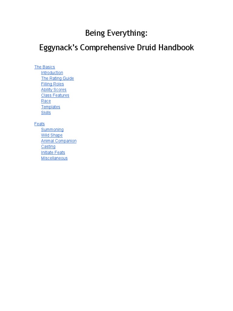 Druid Handbook Guide to Wild Shape Forms | PDF | Bat | World Of Eberron