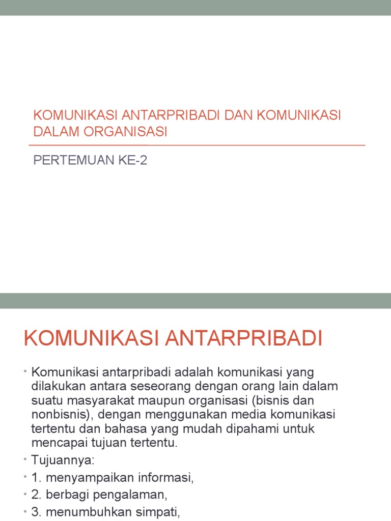 Komunikasi Antarpribadi Dan Komunikasi Dalam Organisasi | PDF