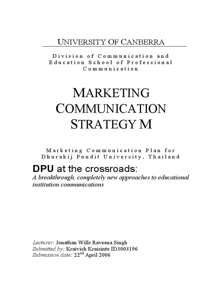 UC Course - Marketing Communication Strategy - Work1 | PDF | Marketing Communications | Target ...