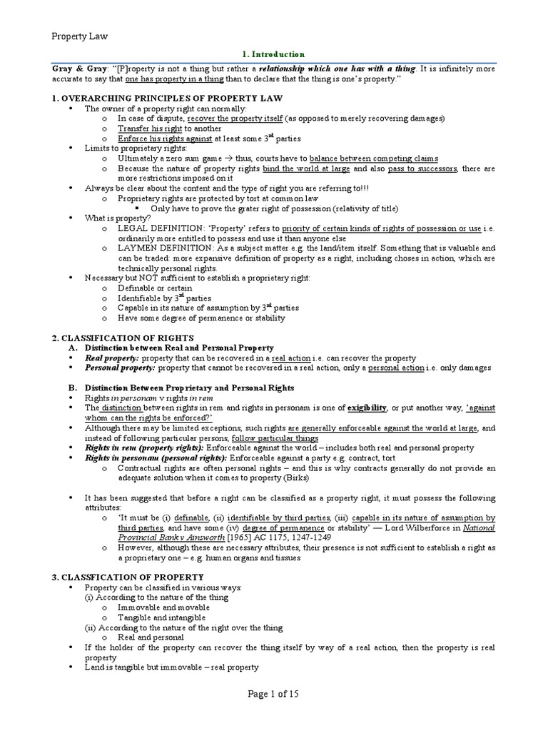 Introduction To Property Law | PDF | Equity (Law) | Property