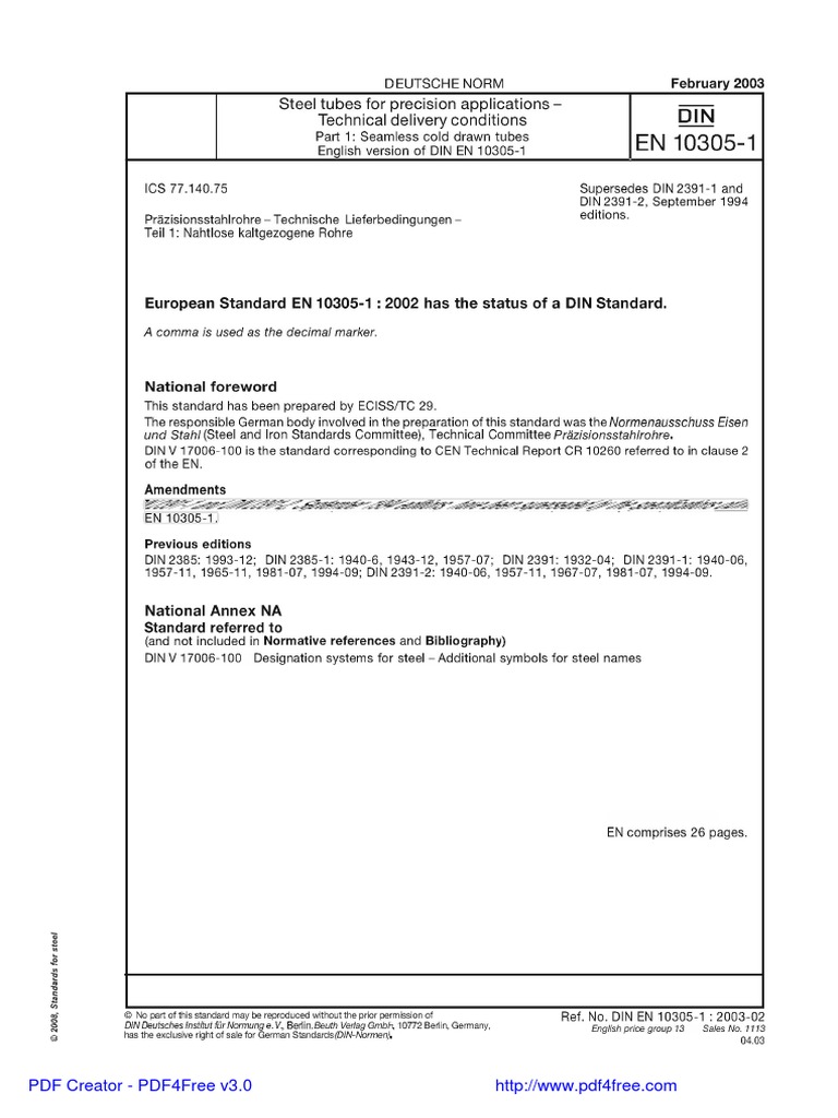 En 10305 - 1 | PDF