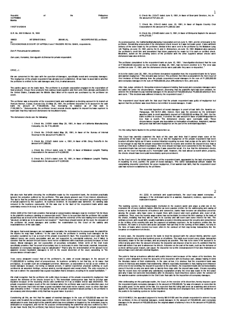 For Printing Moral Damages Cases | PDF | Lawsuit | Damages