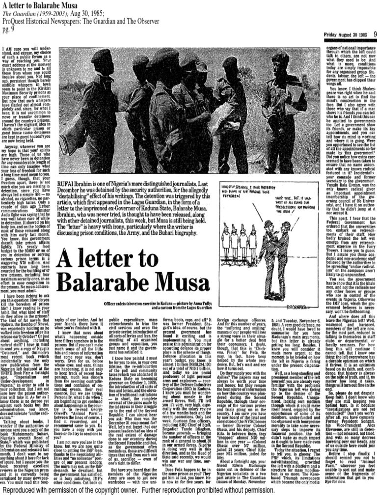 Letter To Balarabe Musa - 1985 | PDF | History | Young Adult