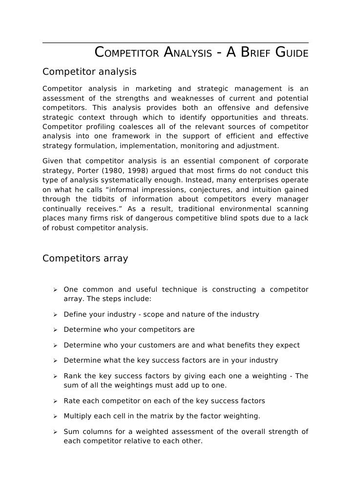 Competitor Analysis | PDF | Business | Business Economics