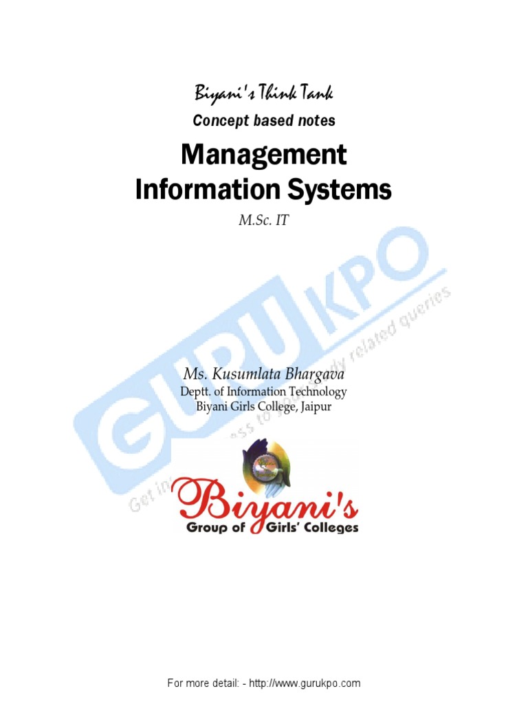 MIS-Full Notes PDF | PDF | System | Information