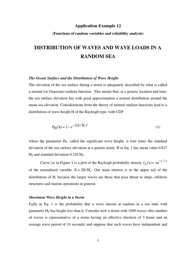Distribution of Waves and Wave Loads in A Random Sea: Application ...