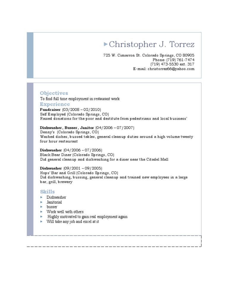 Restaurant Job Seeker Resume | PDF
