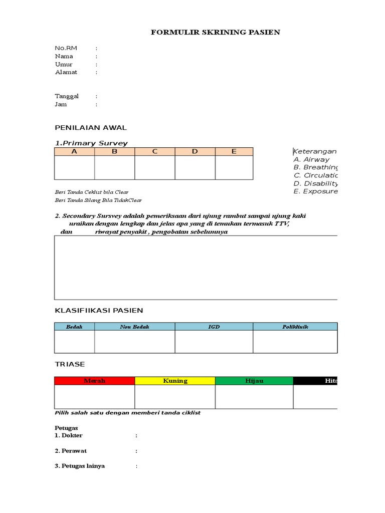 Formulir Skrining Pasien Kesehatan | PDF