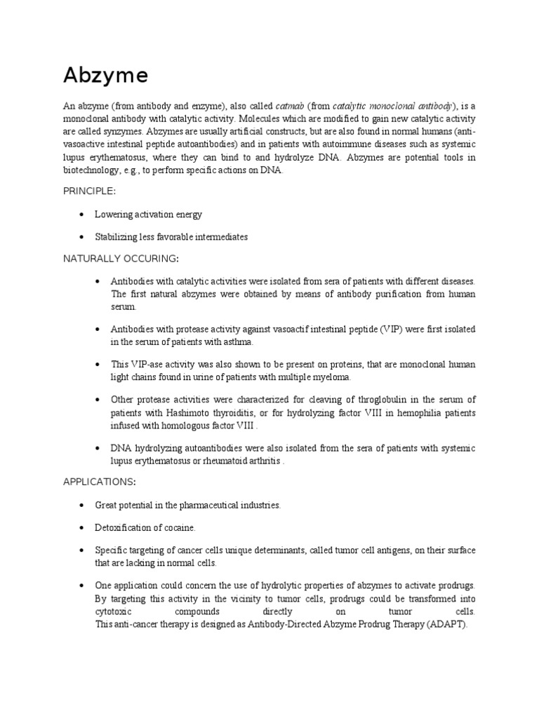 What Are Abzyme | PDF | Immunology | Life Sciences