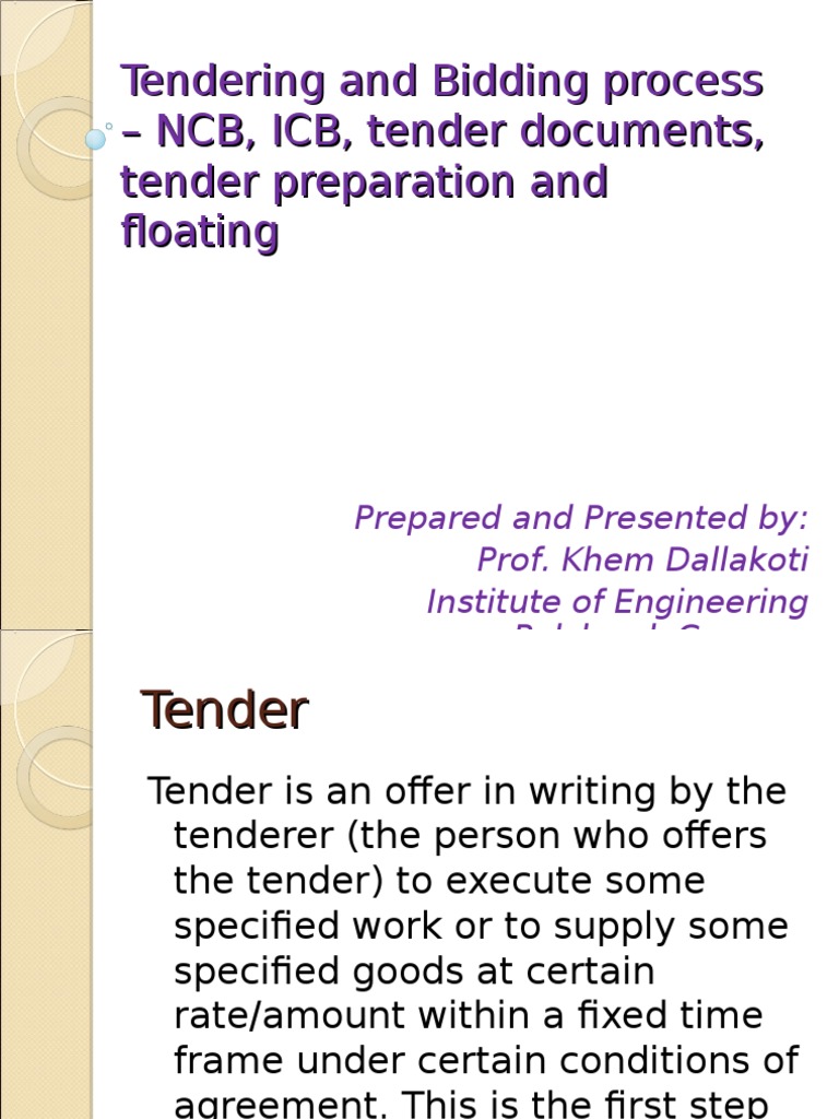 Tendering and Bidding Process Overview | PDF | Construction Bidding ...