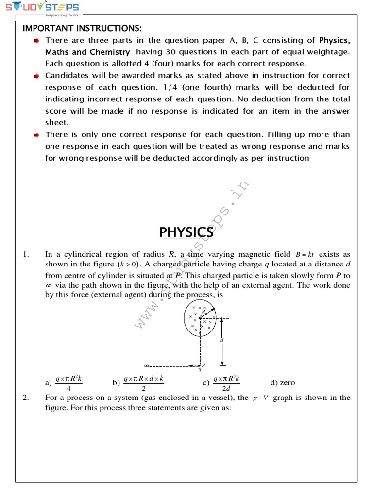 Iit Model Paper 7 | PDF | Tension (Physics) | Adsorption