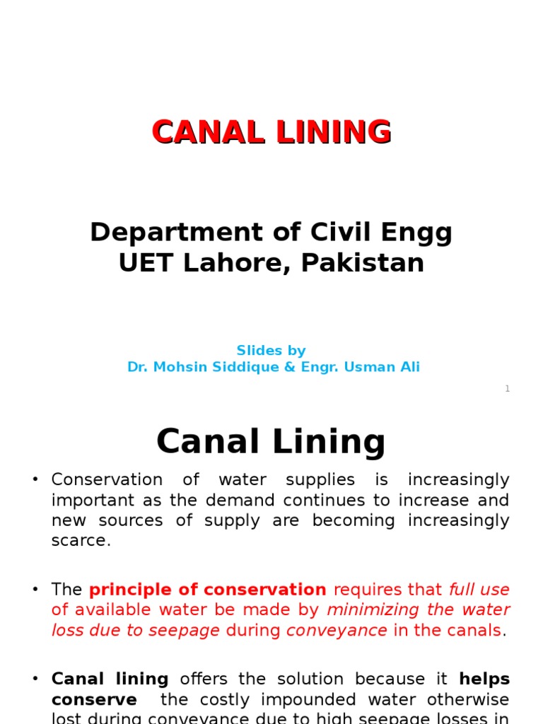 Canal Lining | PDF | Concrete | Soil