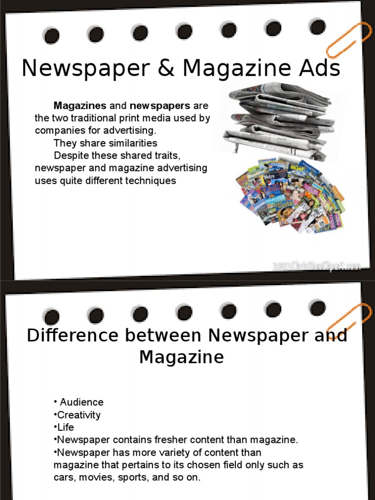 Newspaper vs. Magazine Ads Guide | PDF