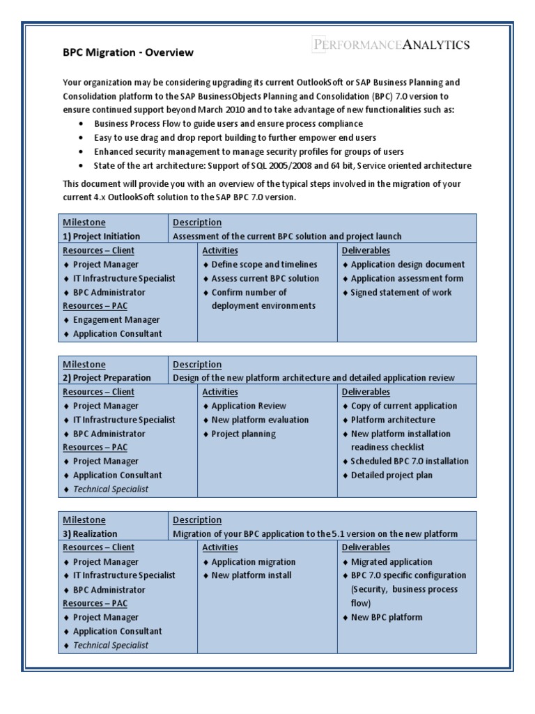 BPC Migration - Overview | PDF | Information Management | Information Technology