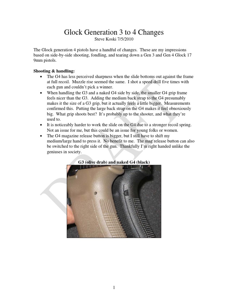 Glock Generation PDF | PDF | Trigger (Firearms) | Firearm Components