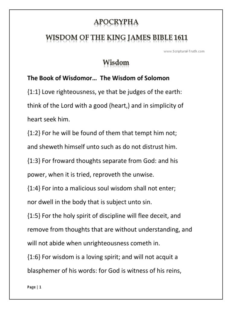 The Book of Wisdom | PDF | Wisdom | God